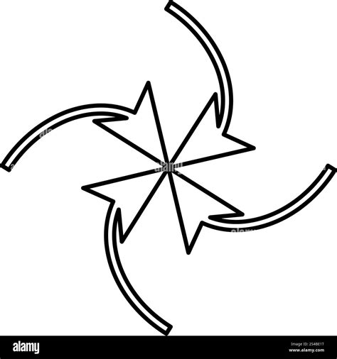 Four Arrows In Loop In Center Black Icon Stock Vector Image And Art Alamy