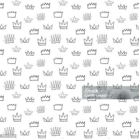 크라운 원활한 패턴 손으로 그린 로얄 낙서 배경 벡터 일러스트 고풍스런에 대한 스톡 벡터 아트 및 기타 이미지 고풍스런 공주 그런지 이미지 기법 Istock
