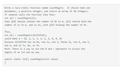 Solved Write A Java Static Function Named Countdigits It