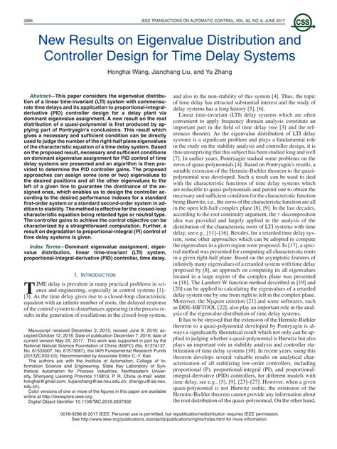 Pdf New Results On Eigenvalue Distribution And Controller Design For Time Delay Systems