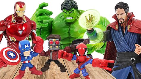 마블 어벤져스 헐크 아이언맨 거대 박쥐 거미 망치 괴물을 물리쳐라 두두팝토이 Youtube