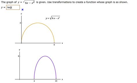 Solved The Graph Of Y 6x Is Given Use Transformations To Create A Function Whose Graph Is As