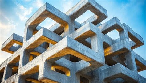 Abstract Concrete Structure With Interlocking Beams And Openings Premium Ai Generated Image