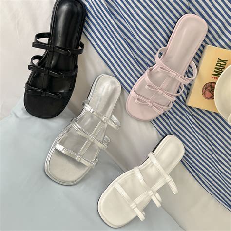 마리공주 주간할인 플래닝 미니 리본 트리플 스트랩 슬리퍼 1cm