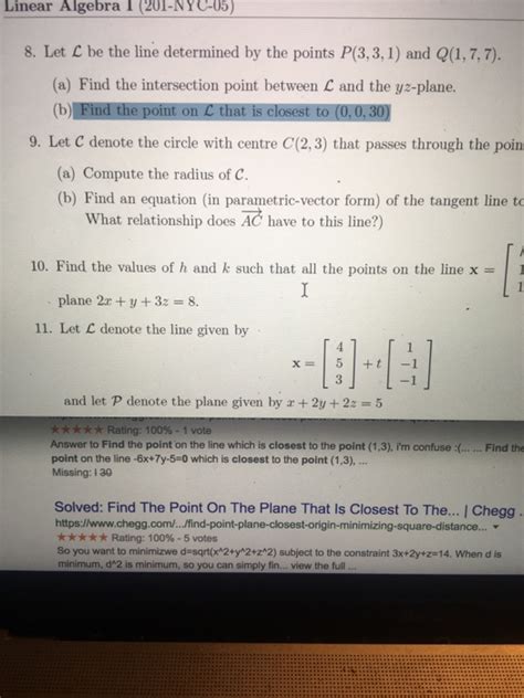 Solved Linear Algebra NYC Let C Be The Line Chegg Com