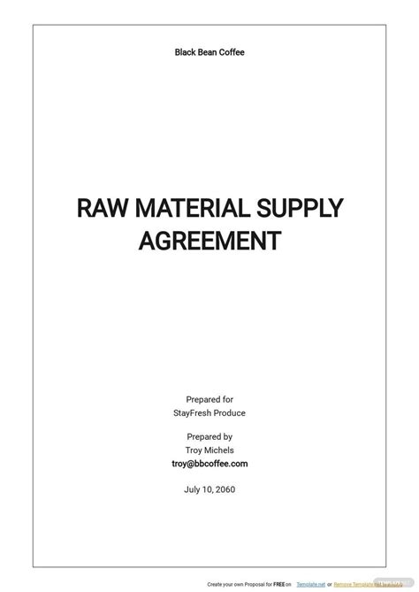 Raw Material Supply Agreement Template Google Docs Word Apple Pages Template Net