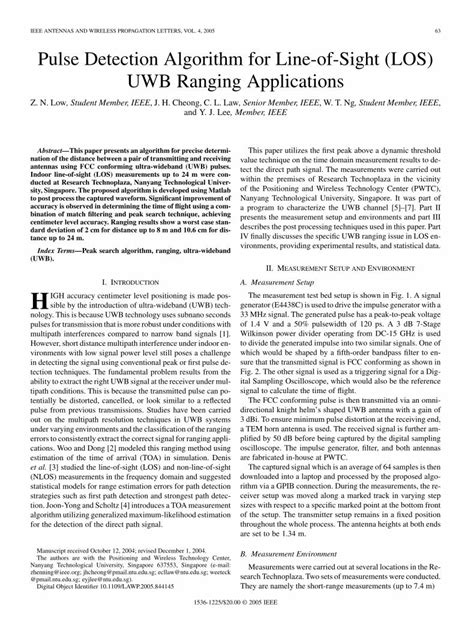 pdf pulse detection algorithm for line of sight los uwb ranging