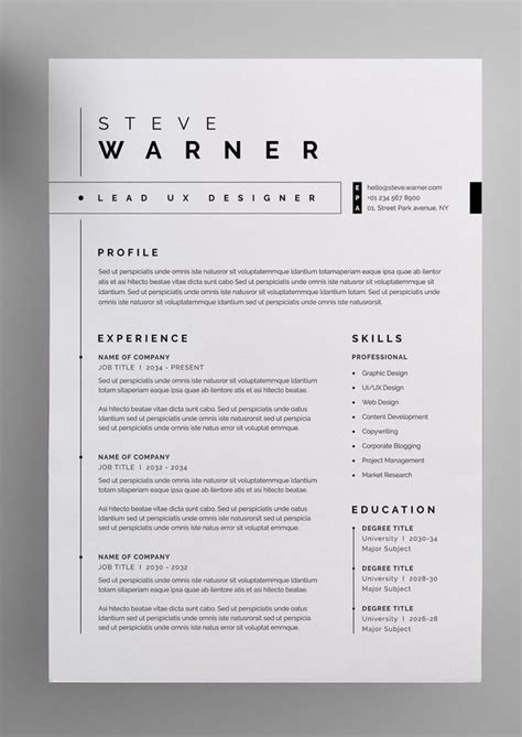 Modern Cv Design Templates Resume Design Creative Resume Design
