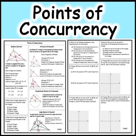 Points Of Concurrency In Geometry Common Core By Math With Nicole Tomei