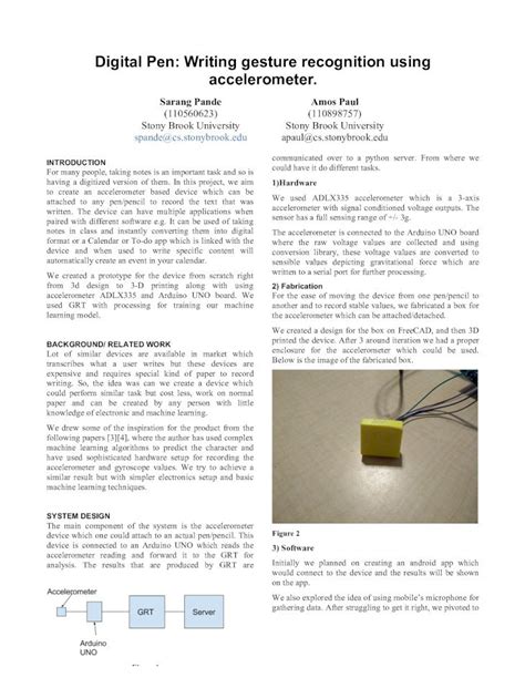 Pdf Digital Pen Writing Gesture Recognition Using Accelerometer Cse592pdf · Accelerometer