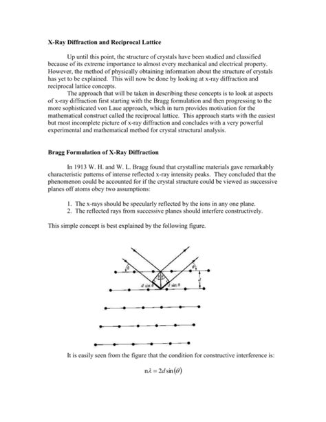 X Ray Diffraction And Reciprocal Lattice Lecture Notes