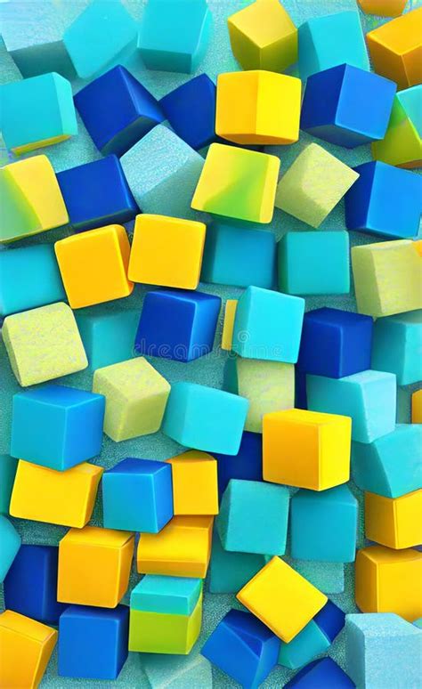 Colorful Three Dimensional Cube Background Texture A Wall With Colorful Squares Colorful