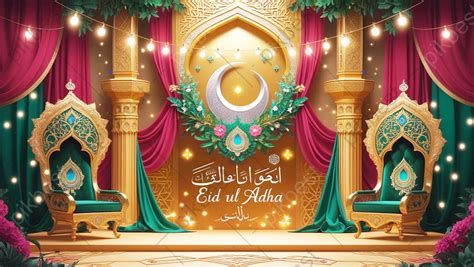 Digital Illustration Featuring A Grand Islamic Themed Stage For Eid Ul Adha Celebrations