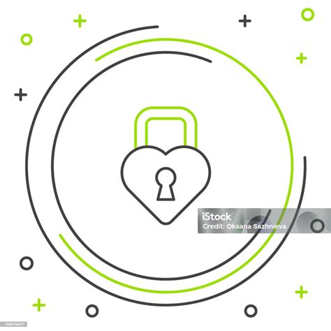 흰색 배경에 고립 된 심장 아이콘모양의 라인 캐슬 잠긴 심장 사랑 기호 및 열쇠 구멍 기호 다채로운 개요 개념 벡터 개념에 대한 스톡 벡터 아트 및 기타 이미지 Istock