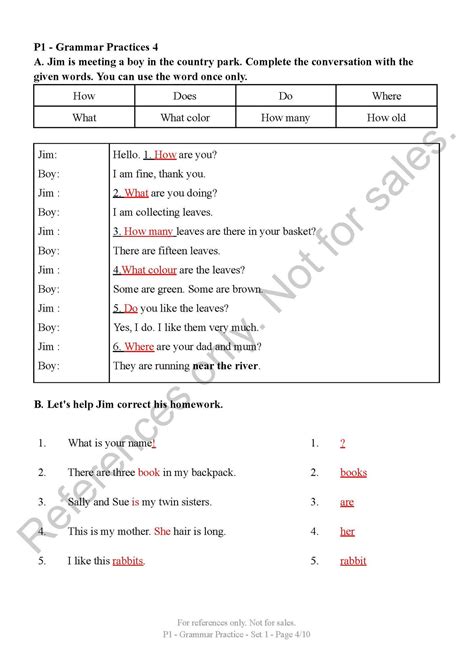 📙 p1 grammar set 1 exercise 1 mamaloveprint 幼兒工作紙