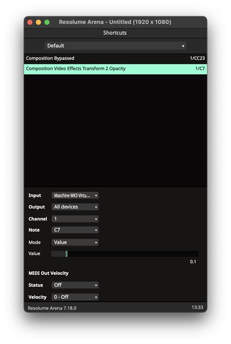 MIDI Shortcuts Resolume
