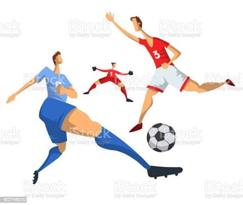 추상 평면 스타일에서 축구 축구 선수입니다 벡터 그림을 흰색 배경에 고립입니다 경기 스포츠에 대한 스톡 벡터 아트 및 기타 이미지 경기 스포츠 경쟁 골 스포츠 장비