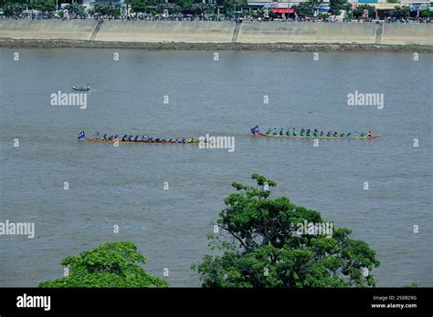 Traditional Khmer Boat Racing Takes Place During The Bon Om Touk Annual Water Festival In Phnom