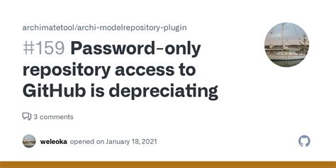 Password Only Repository Access To Github Is Depreciating · Issue 159 · Archimatetoolarchi