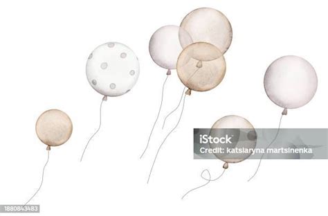 고립된 배경에 수채화 공기 풍선입니다 인사말 카드 또는 초대장에 대 한 손으로 그린 그림입니다 파티 축하를 위한 물건 세트입니다