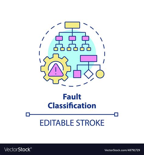 2d Colorful Thin Linear Icon Fault Classification Vector Image