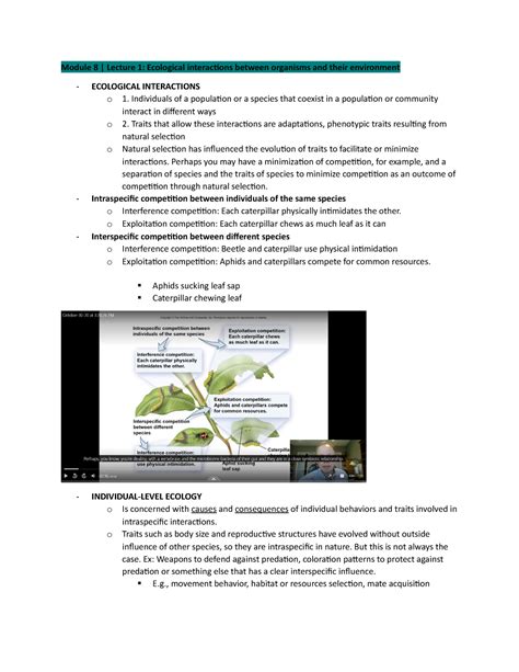 Bio 121 Module 8 Extra Lecture Notes Module 8 Lecture 1 Ecological Interactions Between