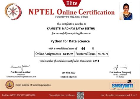Seethu Kms On Linkedin Datascience Python Nptel Certificate