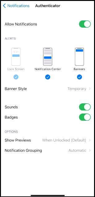 Union College Knowledge Base Apple IOS Settings For Authenticator Notifications