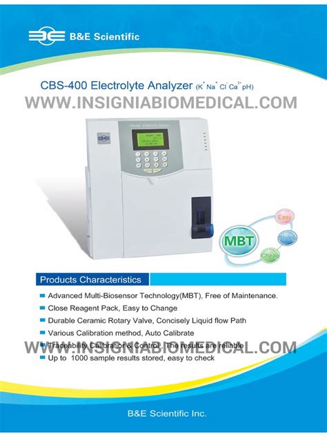 Electrolyte Analyzer Cbs 400 Pdf
