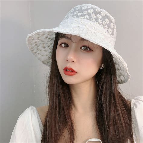 หมวกบักเก็ตปักลายดอกเดซี่สไตล์เกาหลีสําหรับเด็ก Xixib28 Th Thaipick