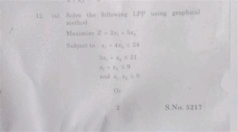 12 Ii Solve The Following LPP Using Graphical StudyX