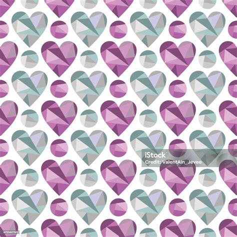 벡터 마음으로 완벽 한 패턴입니다 다각형 디자인입니다 기하학적 인 삼각형 종이 접기 스타일 그래픽 일러스트 레이 션입니다 사랑 완벽 한 패턴의 시리즈입니다 0명에 대한 스톡