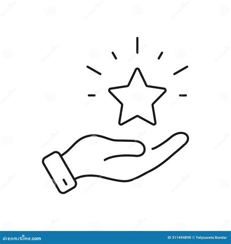 Customer Satisfaction Line Icon Hand With Star Good Feedback Linear