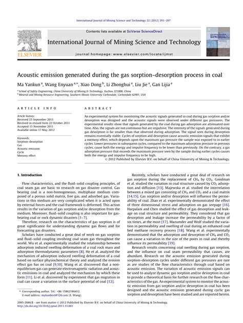 Pdf Acoustic Emission Generated During The Gas Sorptiondesorption