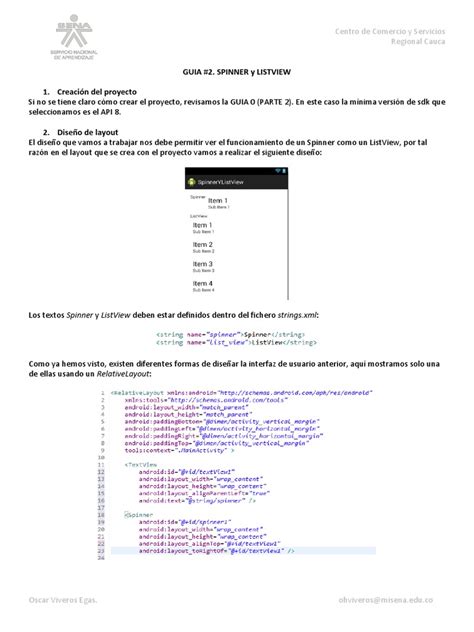 Guia 2 Uso De Spinner Y Listview Simple Pdf Pdf Java Lenguaje De Programación Android