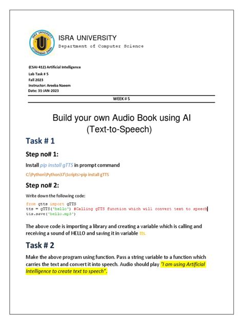lab task 5 speech to text ai pdf