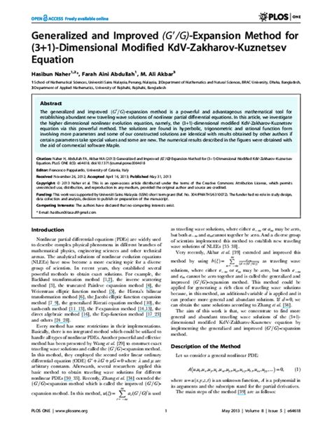 Pdf Generalized And Improved Gg Expansion Method For 31 Dimensional Modified Kdv