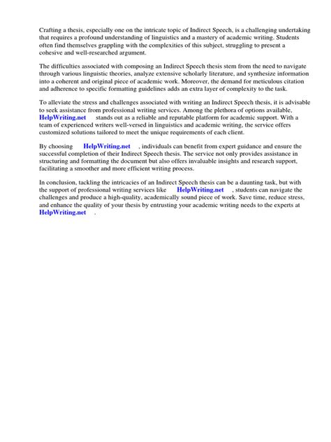 Indirect Speech Thesis Pdf