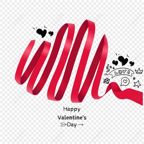 발렌타인 하트 일러스트 모양의 빨간 리본행복했어상표 Png 일러스트 무료 다운로드 Lovepik
