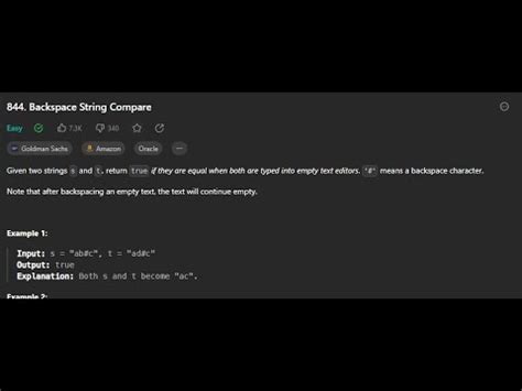 Backspace String Compare Leetcode 844 JavaScript YouTube