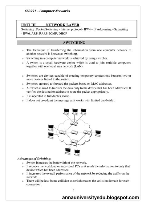 Computer Networks Unit 3 Notes 1 Annauniversityedublogspot Unit Iii Network Layer Switching