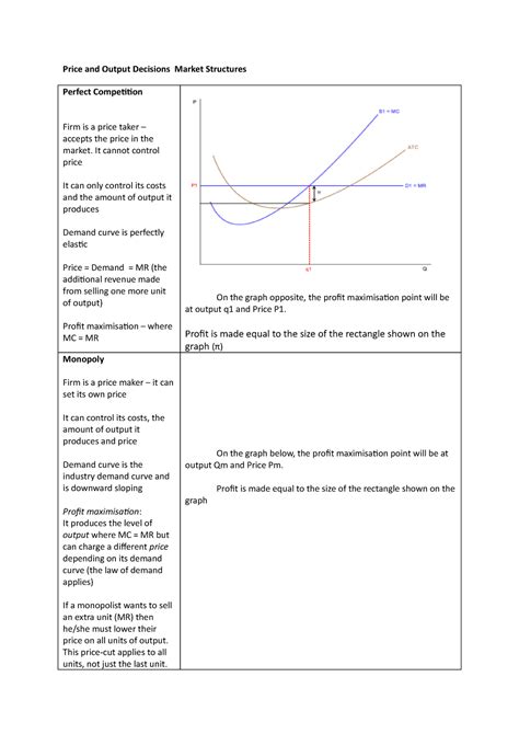 Price And Output Decisions Exam Question Price And Output Decisions Market Structures