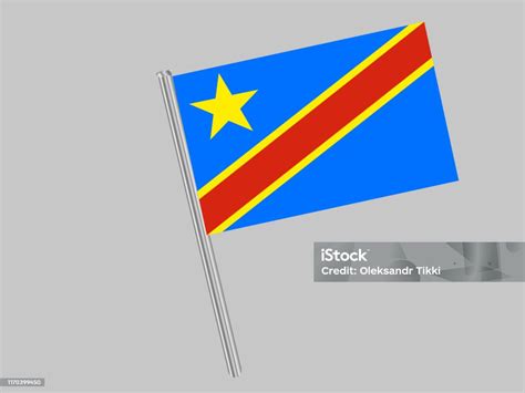 아름다운 국기의 민주 공화국 깃대입니다 원래 색상과 비율 웹 로고 아이콘 및 배경에 대한 놀라운 디자인 벡터 Gparphic 그림 국가 플래그 설정에서 국기에 대한 스톡