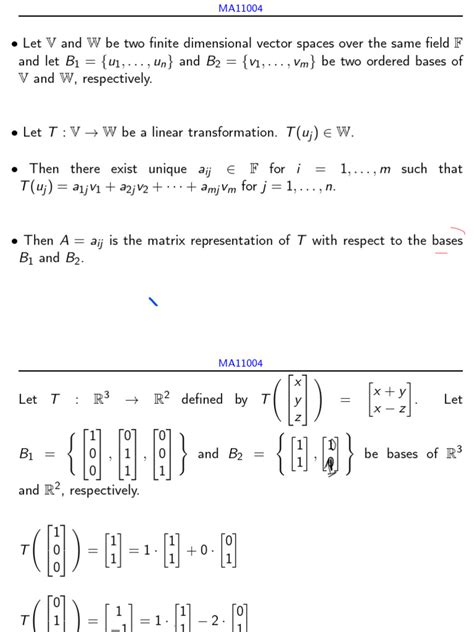 Matrix Representation Of A Linear Transformation Pdf Linear Map Basis Linear Algebra