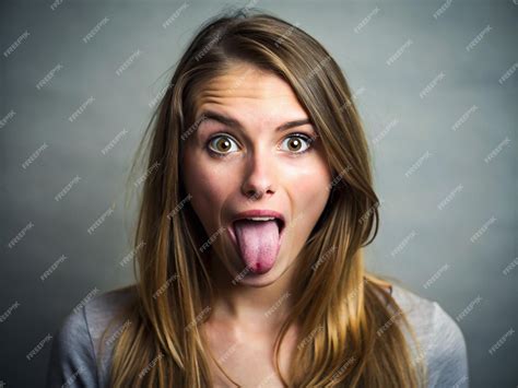 A Young Women Making A Goofy Face With Her Tongue Out To The Side