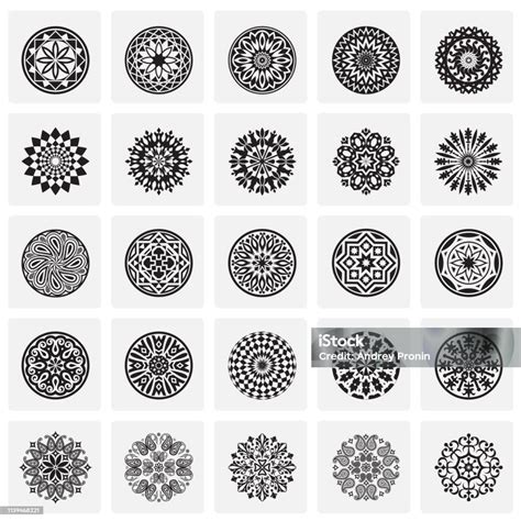 그래픽 및 웹 디자인에 대 한 사각형 배경에 만다라 아이콘 설정 간단한 벡터 기호입니다 웹 사이트 버튼 또는 모바일 앱에 대 한