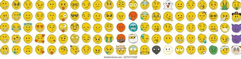 노란 이모지 세트 재미있는 이모티콘이 얼굴 스톡 벡터 로열티 프리 Shutterstock