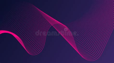 Abstract Pink Waves On Dark Blue Background With Flowing Curved Lines Stock Illustration
