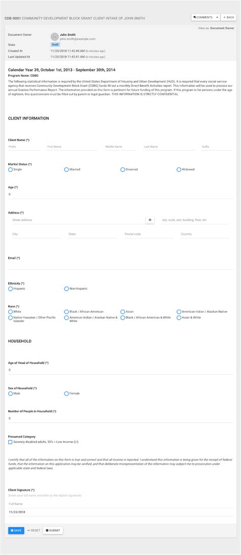 Rethink Workflow Support Community Development Block Grant Client Intake