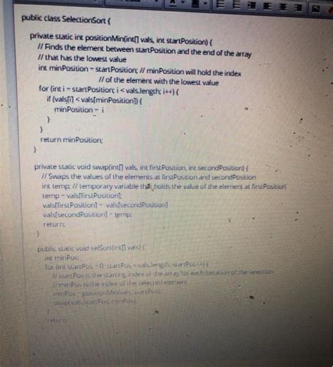 Solved EEE33 Public Class SelectionSort Private Static Int Chegg